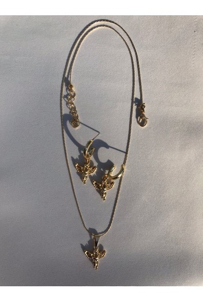 Vega Melek Figürlü Kolye Küpe Set Vega Melek Figürlü Kolye Küpe Set