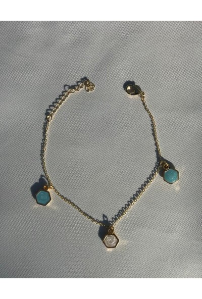 Vega Mavi Beyaz Taşlı Halhal Vega Mavi Beyaz Taşlı Halhal