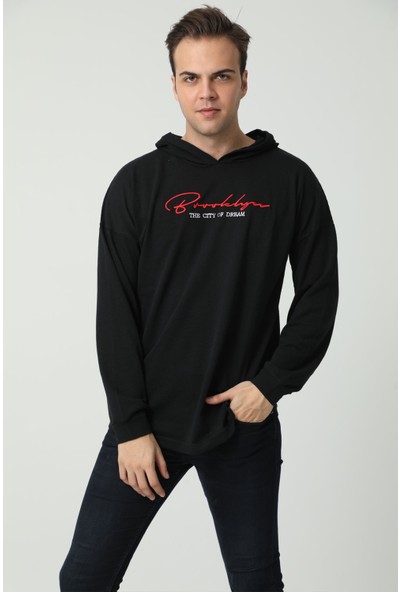 Pijama City Erkek Nakış Detaylı Kapüşonlu Sweatshirt