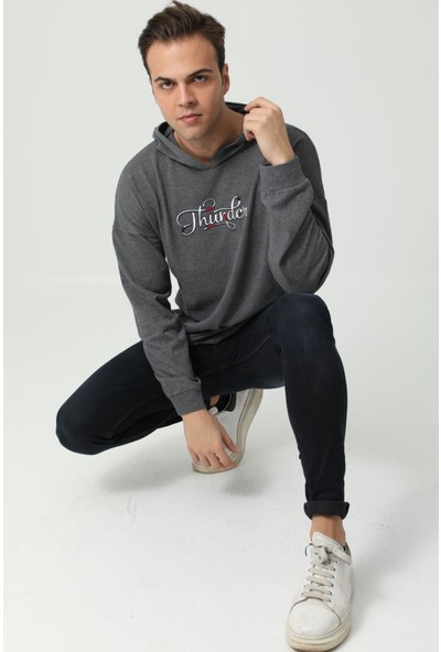 Pijama City Erkek Nakış Detaylı Kapüşonlu Sweatshirt