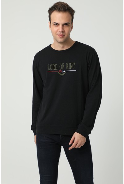 Pijama City Erkek Uzun Kollu Nakış Detaylı Bisiklet Yaka Sweatshirt