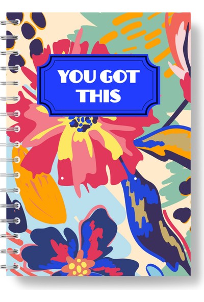 Incognito Notes by 3C Dijital Flora Collection-You Got This A5 14X20 Spiralli Çizgisiz Not Defteri Incognito Notes by 3C Dijital Flora Collection-You Got This A5 14X20 Spiralli Çizgisiz Not Defteri