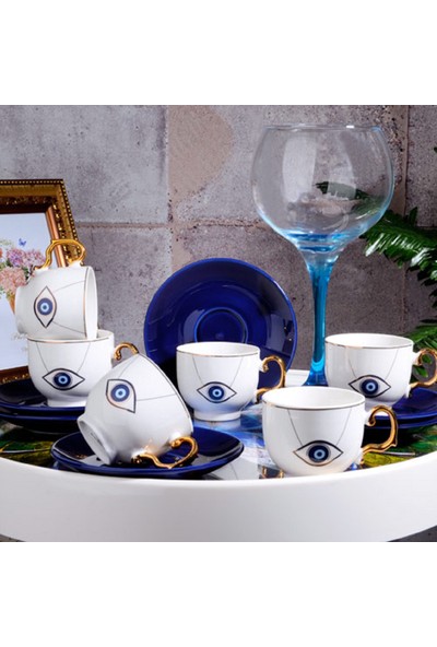 Üzüm Yaprağı Özel Tasarım 6'lı Türk Kahvesi Fincan Takımı