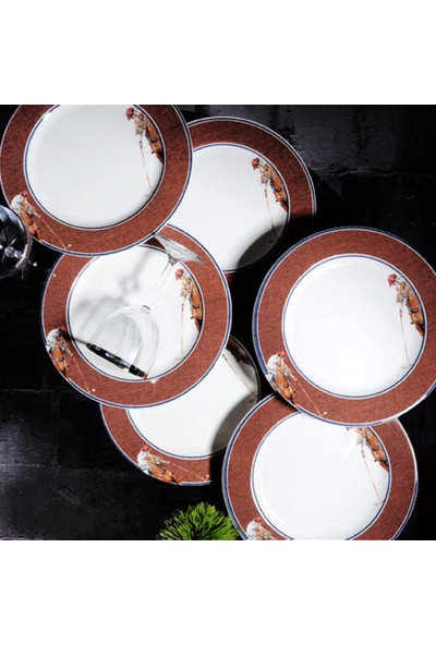 6'lı Porselen Yuvarlak Servis Tabağı