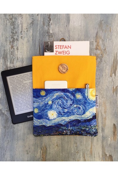 Kitap Kılıfı / Kitap Çantası , Yıldızlı Gece Sarı