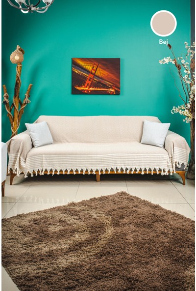Eren Home Bej Kolları Örten Battal Boy Pamuklu Buldan El Bağlama Koltuk Örtüsü 180X300 cm Eren Home Bej Kolları Örten Battal Boy Pamuklu Buldan El Bağlama Koltuk Örtüsü 180X300 cm