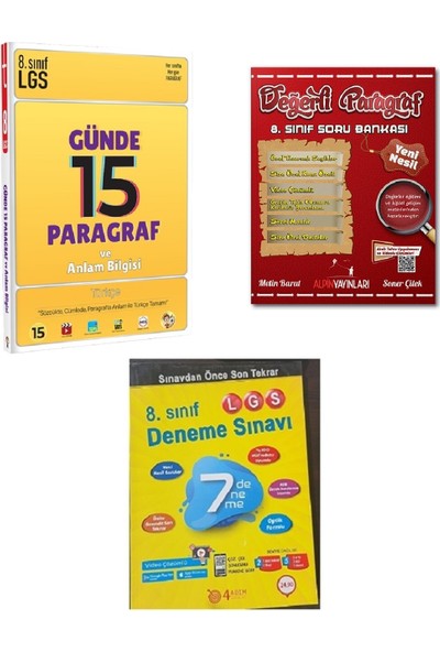 Tonguç Akademi 8. Sınıf Değerli Paragraf Soru Bankası ve Lgs Günde 15 Paragraf ve Anlam Bilgisi ile 7'li Deneme Tonguç Akademi 8. Sınıf Değerli Paragraf Soru Bankası ve Lgs Günde 15 Paragraf ve Anlam Bilgisi ile 7'li Deneme