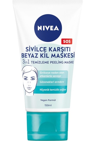 Nivea Sivilce Karşıtı 3'ü 1 Arada Beyaz Kil Maskesi 150 ml Nivea Sivilce Karşıtı 3'ü 1 Arada Beyaz Kil Maskesi 150 ml