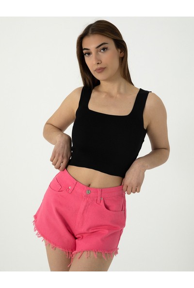 Kare Askılı Triko Crop Kare Askılı Triko Crop