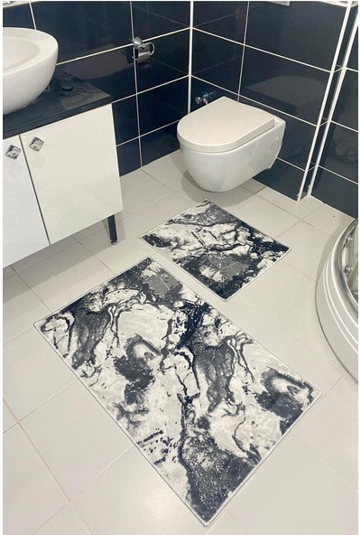 Evser Azur Antrasit Kaymaz Taban 2'li Banyo Paspas Seti Evser Azur Antrasit Kaymaz Taban 2'li Banyo Paspas Seti