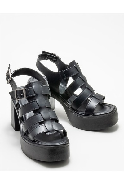 Elle Shoes Siyah Kadın Topuklu Sandalet