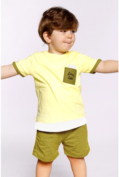 Zepkids Erkek Çocuk Nakışlı Şortlu Takım 2-5 Yaş