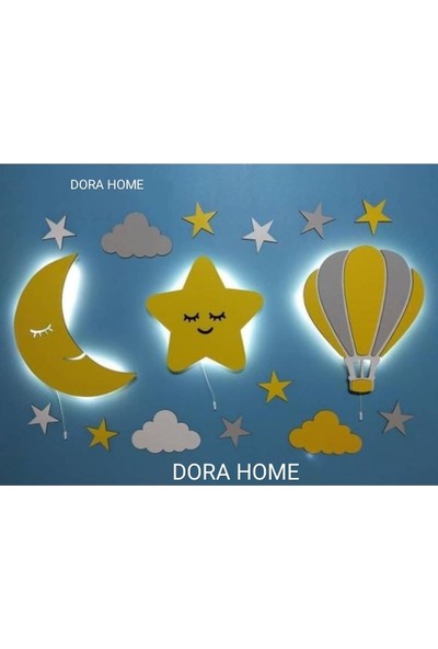 Dora Home Dorahome Dekoratif 3lü Ahşap Set LED Aydınlatma Gece Lambası Dora Home Dorahome Dekoratif 3lü Ahşap Set LED Aydınlatma Gece Lambası