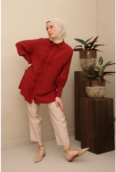 Fırfır Detaylı Gömlek Tunik