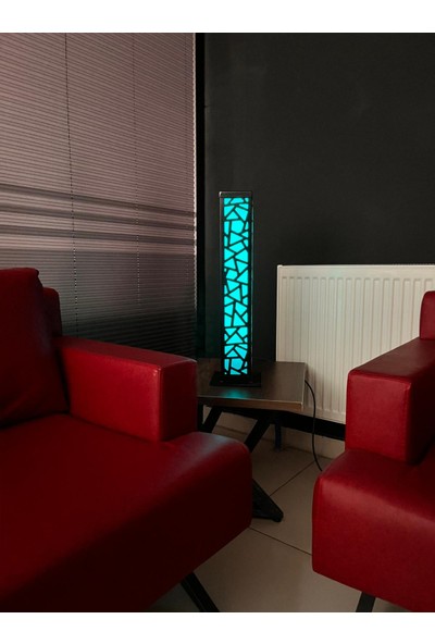 Miray Kompozit Paslanmaz Iç ve Dış Mekan Dekoratif Armatür Aydınlatma Siyah Kasa Turkuaz Renk 80 cm