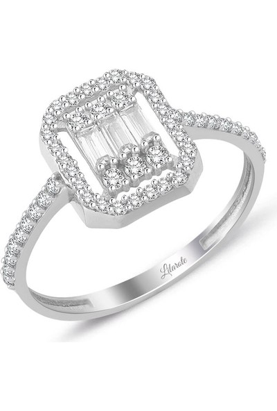 Lilarote Baget Yüzük Beyaz Altın 14 Ayar