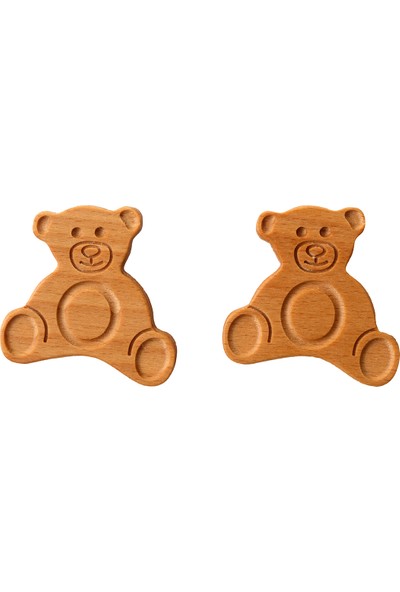 Üreet Ayıcık Desenli Ahşap Dolap Çekmece Kulpu 2’li Set