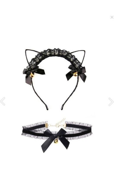 Hd Marketim Kedi Kulak Dantelli Zilli Taç & Zilli Choker Tasma Kolye Kadın Kız Saç Toka Hd Marketim Kedi Kulak Dantelli Zilli Taç & Zilli Choker Tasma Kolye Kadın Kız Saç Toka
