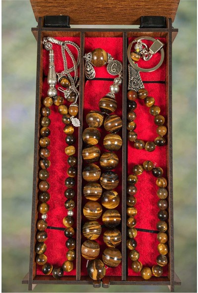 Tesbihkenti Ahşap Kutuda Kaplan Gözü Seti Tesbih - Bileklik - Anahtarlık Tesbihkenti Ahşap Kutuda Kaplan Gözü Seti Tesbih - Bileklik - Anahtarlık