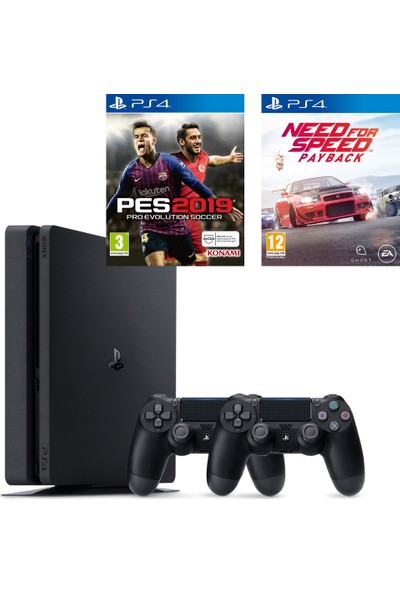 Sony PS4 Slim 500Gb Oyun Konsolu + 2. PS4 Kol + PS4 Pes 19 + PS4 Need For Speed Payback Sony PS4 Slim 500Gb Oyun Konsolu + 2. PS4 Kol + PS4 Pes 19 + PS4 Need For Speed Payback