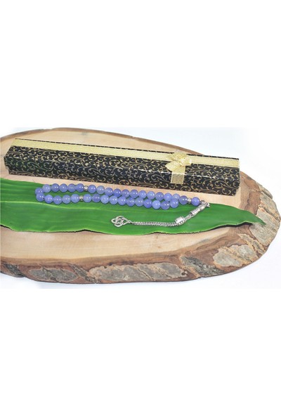 Rd Ekoavm Tek Püskül Kazaz Uçlu Küre Kesim 8 mm Tesbih Dumanlı Mor Akik Tespih Rdt2238