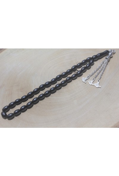 Rd Ekoavm Üç Püskül Tuğra Uçlu Arpa Kesim 6×9 mm Rus Oltu Taşı Gürcistan Menşei Tespih Tesbih Rdt12116