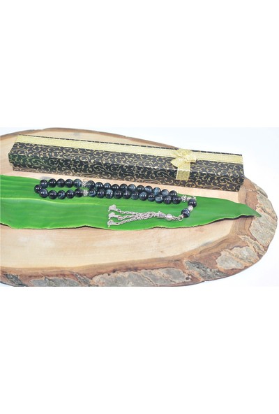 Rd Ekoavm Üç Püskül Tuğra Uçlu Küre Kesim 8mm Tesbih Siyah Kaplangözü Tespih Rdt2209