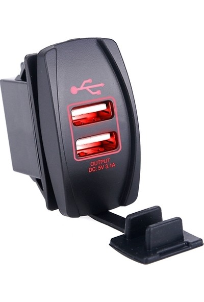 Autoline Oto Usb Şarj Soketi 5V 2.1A / 1A Kırmızı Işık