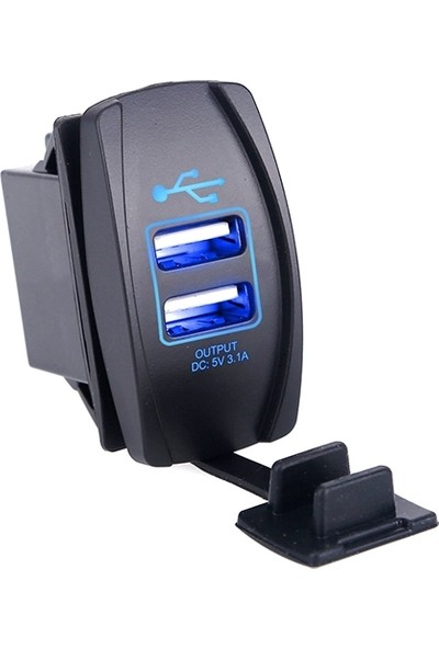 Autoline Oto Usb Şarj Soketi 5V 2.1A / 1A Mavi Işık