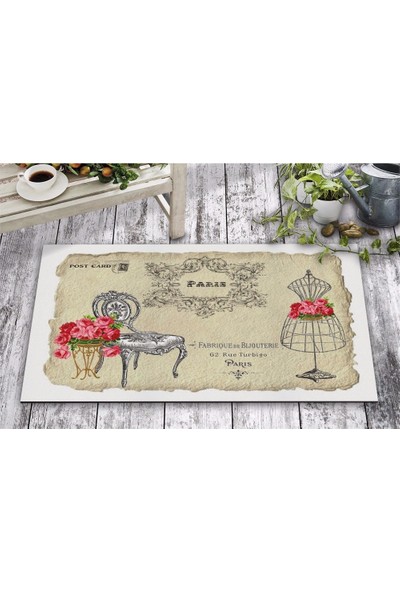 Olunca Olunca Paris Post Card Kapı Önü ve Ev İçi Paspas 45x75 cm