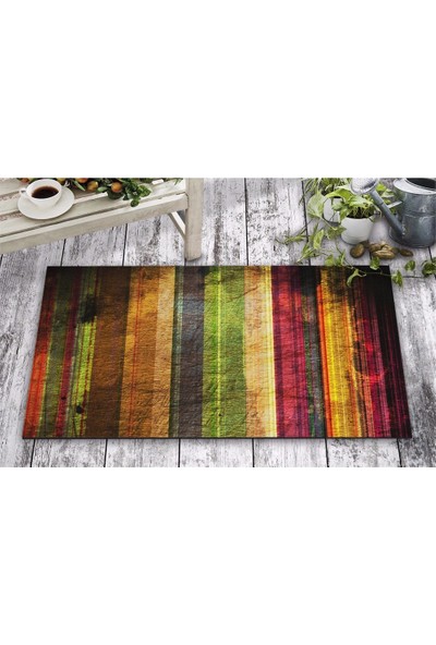 Olunca Olunca Renkli Tahta Tasarım Kapı Önü ve Ev İçi Paspas 45x75 cm