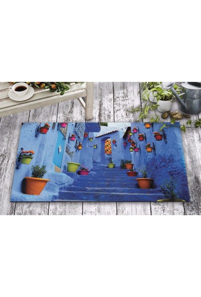 Olunca Olunca Mavi Sokak Manzara Tasarım Kapı Önü ve Ev İçi Paspas 45x75 cm Olunca Olunca Mavi Sokak Manzara Tasarım Kapı Önü ve Ev İçi Paspas 45x75 cm