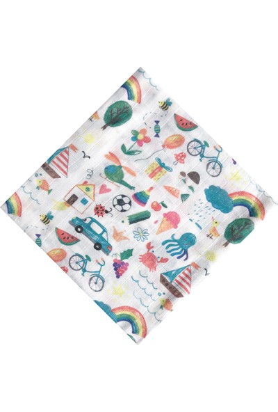 Mimiko Organik 120x120 Müslin Örtü+30x30 Mendil