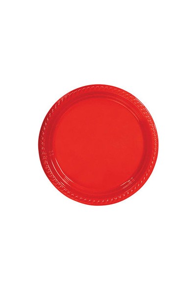 Roll-Up Kırmızı Plastik Tabak 22 cm 10lu
