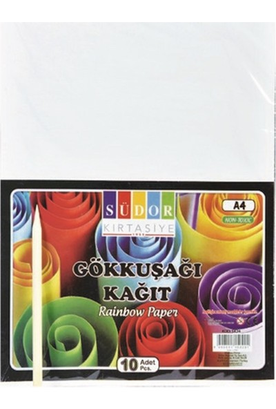 Gökkuşağı Kazımalı Sihirli Kağıt A4 10 adet