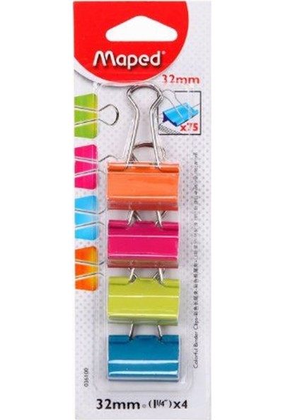 Maped Metal Kıskaç 32 mm Renkli 4 lü Paket Maped Metal Kıskaç 32 mm Renkli 4 lü Paket