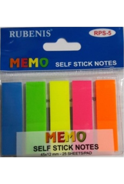 Rubenis Yapışkanlı Ayraç Set 5 Renk RPS-5