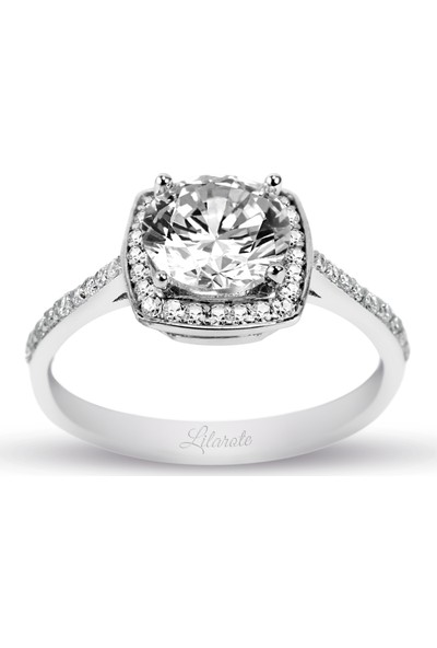 Lilarote Tektaş Beyaz Altın Modern Kare Baget Tarz