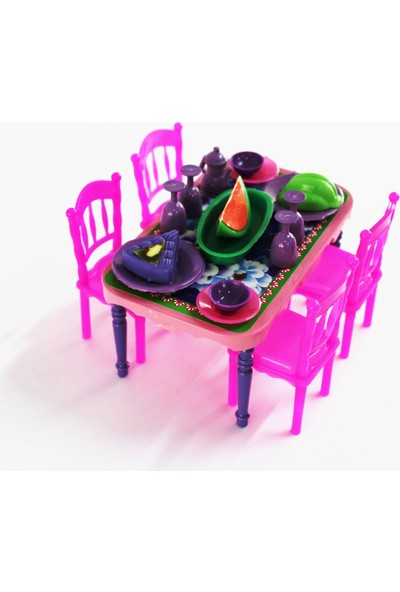Beren Yemek Masası Pembe Aksesuarlı