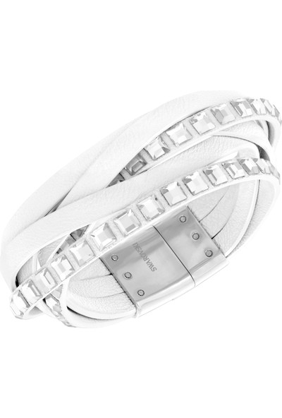 Swarovski Bilezik Celeb Bracelet Leather White 5134623