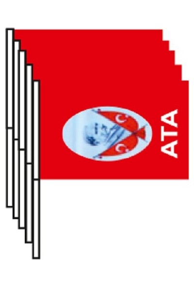 Buket Atalı Bayrak Sopalı Orta Boy 100 Lü Paket