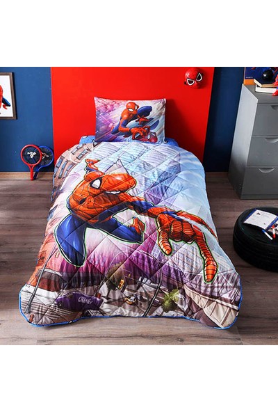 Taç Spiderman Yorgan Seti Yastık Hediyeli