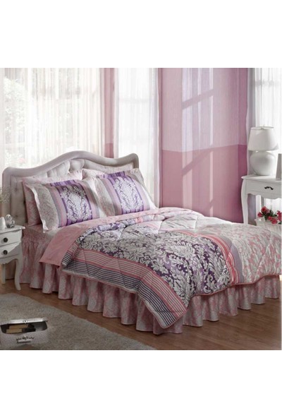 Taç Hazel Saten Lila Çift Kişilik Uyku Seti