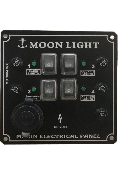 Moon Light MD 3004 WX Çakmaklı 4'lü Dikey Switch Panel Moon Light MD 3004 WX Çakmaklı 4'lü Dikey Switch Panel