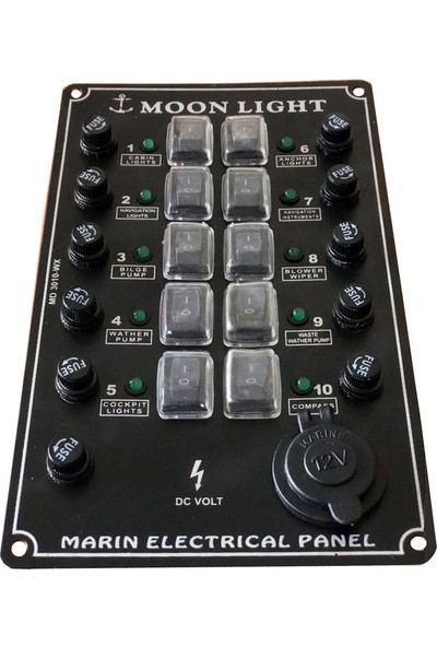 Moon Light MD 3010 WX Çakmaklı 10'lu Dikey Switch Panel Moon Light MD 3010 WX Çakmaklı 10'lu Dikey Switch Panel