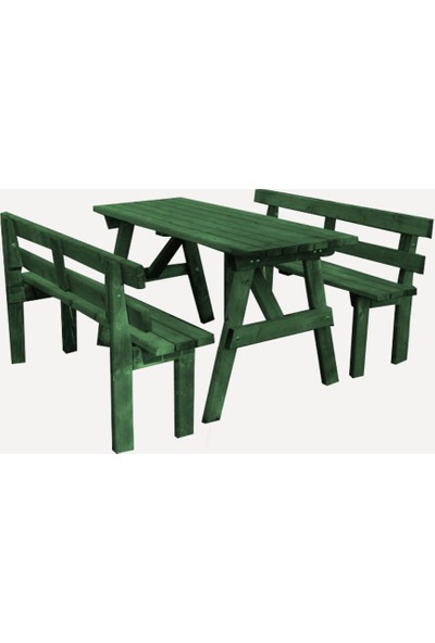 Garden Mobilya Banklı Bahçe Masası 8 Kişilik Yeşil