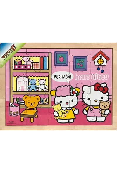 Woody Hello Kitty Zamanlar - Merhaba - 20 Parça Ahşap Frame Puzzle