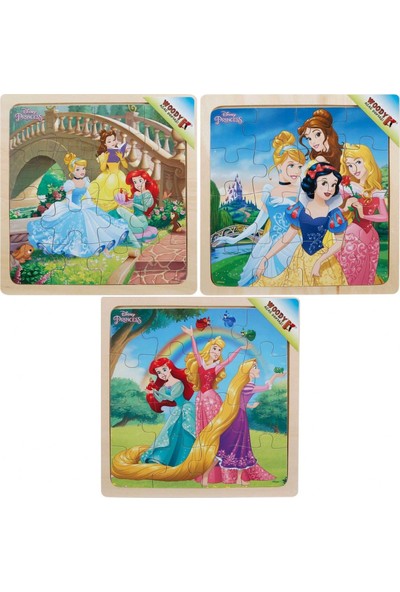 Woody Disney Princess 16 Parça Ahşap Kare Puzzle Seti