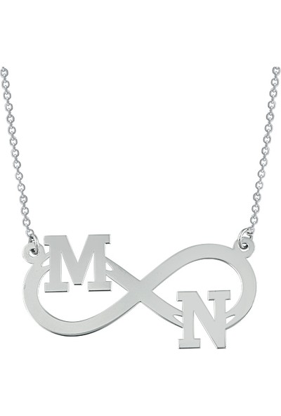 Dzg Silver Baş Harfli Kolye Sonsuzluk Kolyesi İsimlik Gümüş Kolye 448Dn