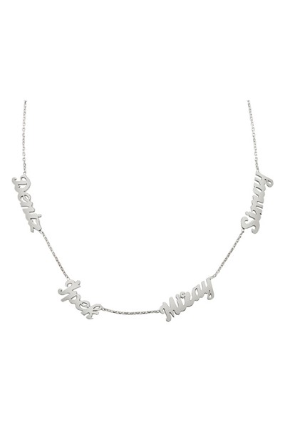 Dzg Silver Dört İsimli Kolye Kişiye Özel İsimlik Kolye Bayan Gümüş Kolye 428Dn